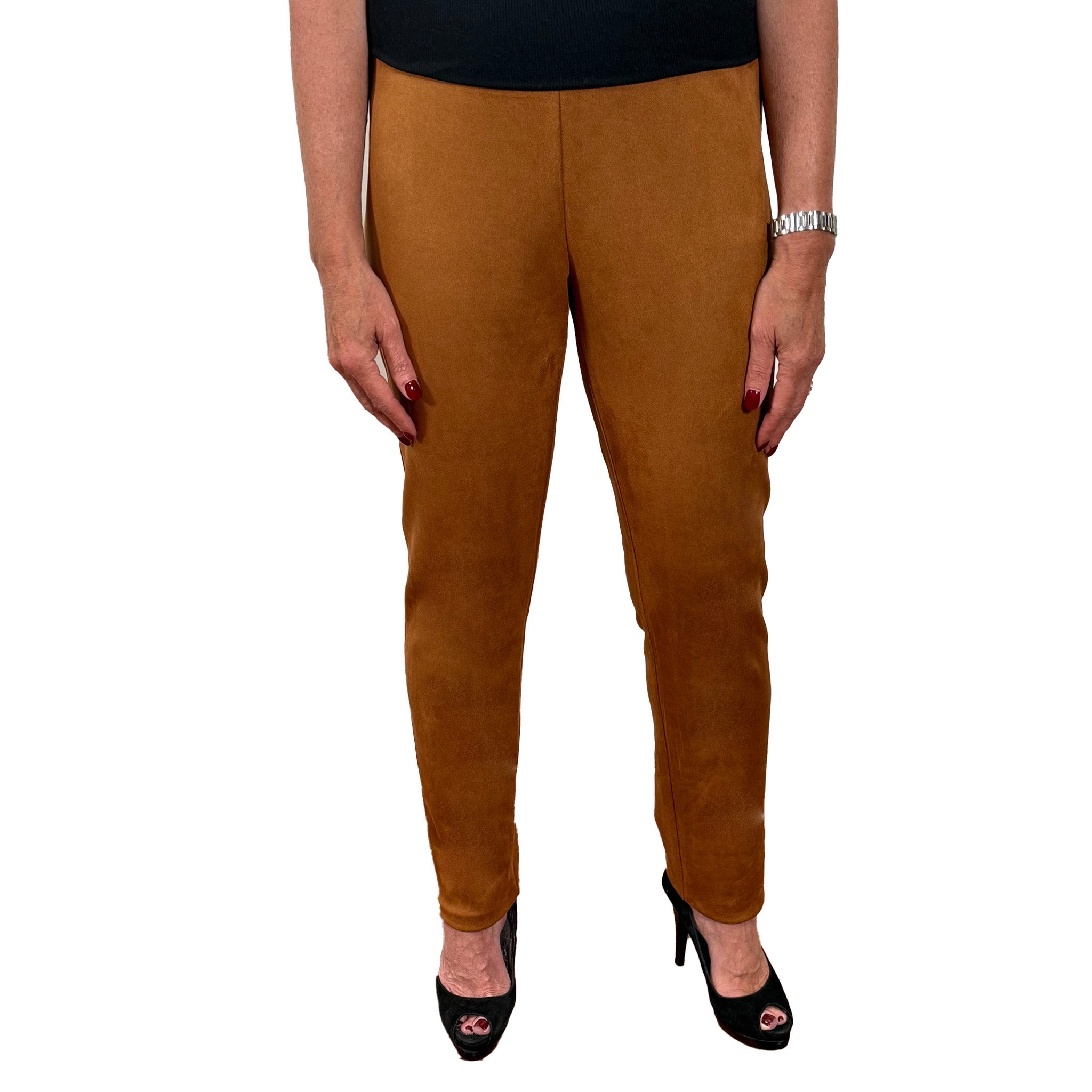 Slinky® Brand Stretch Faux Suede Skinny Pant With Elastic Waist ...